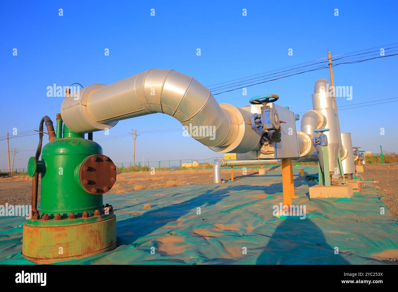 Oil pipes and valves and industrial equipment, crude oil production ...