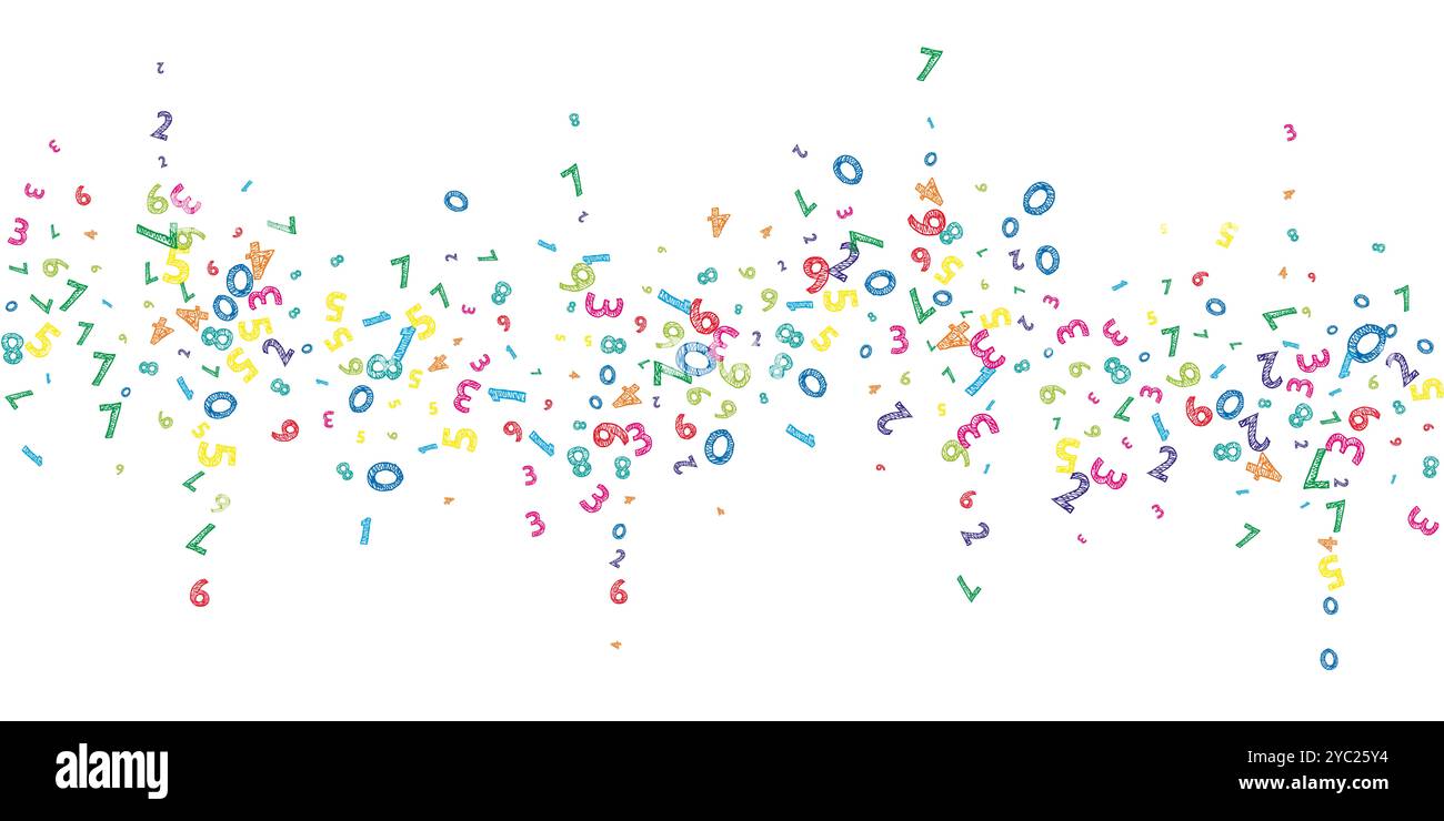 School notebook cover. Colorful childish floating letters of Latin ...