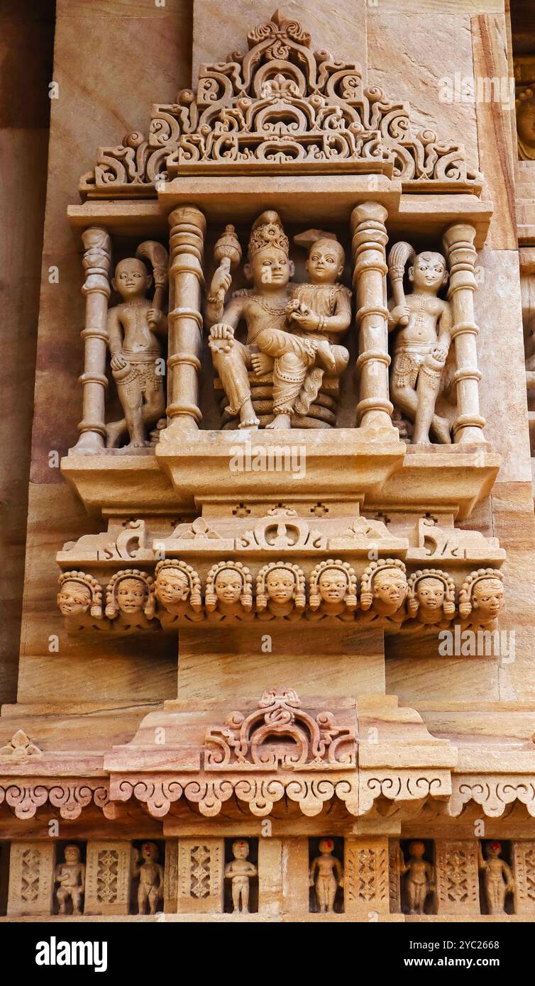 Carved sculpture of Lord Vishnu with Goddess Lakshmi, Shri ...