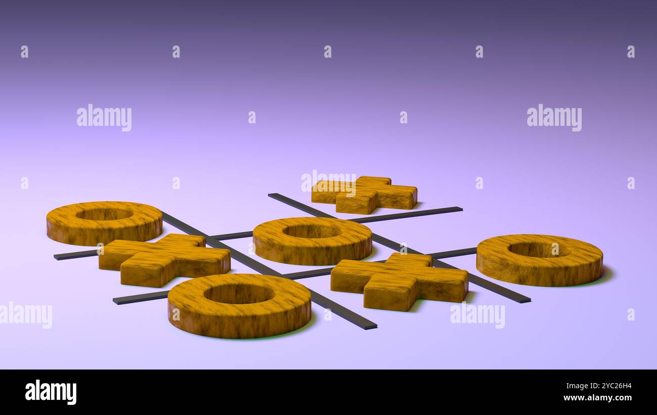 Tic Tac Toe Game 3D render side isometric view Stock Photo - Alamy