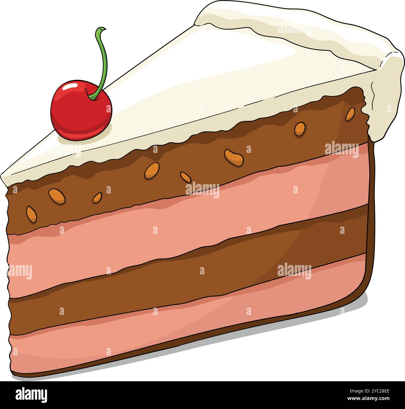 Slice of cake with cherry Stock Vector Image & Art - Alamy