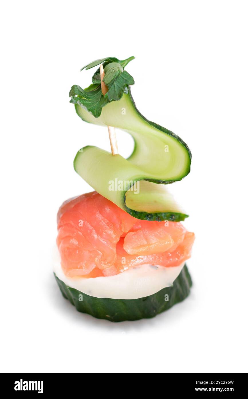 Canapes without Bread with Fresh Salmon, Cucumber and Cream Cheese ...