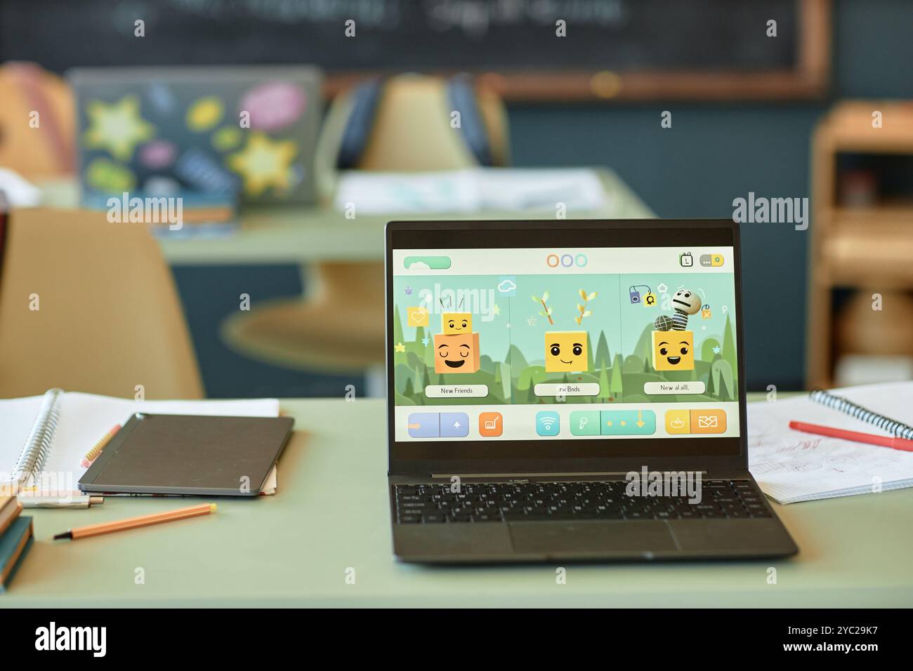 School kids on laptop in class hi-res stock photography and images - Alamy