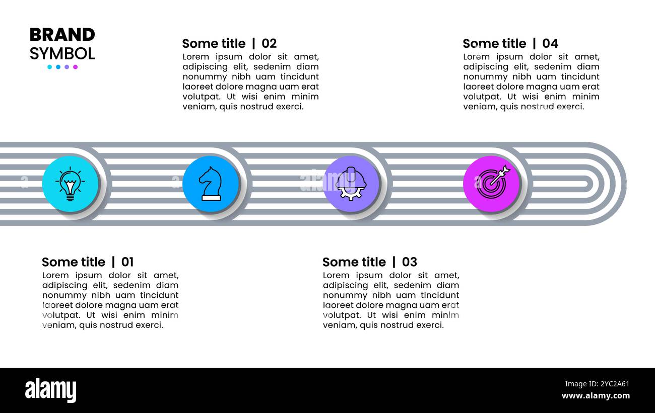 Infographic template with icons and 4 options or steps. Horizontal line ...