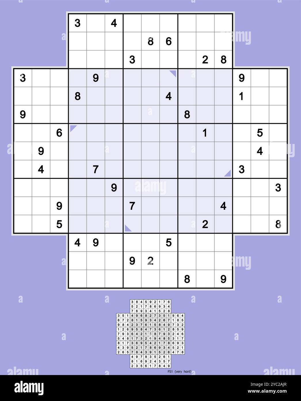 Flower Sudoku, five overlapping sudoku puzzles. Rotational symmetry, 38 ...