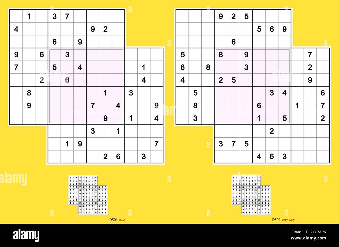Double-doku. Two overlapping sudoku puzzles. Rotational symmetry. Easy ...
