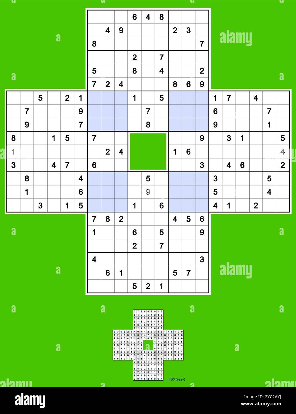 Sohei Sudoku, four overlapping sudoku puzzles. Full symmetry, 100 clues ... Sohei Sudoku, four overlapping sudoku puzzles. Full symmetry, 100 clues ...