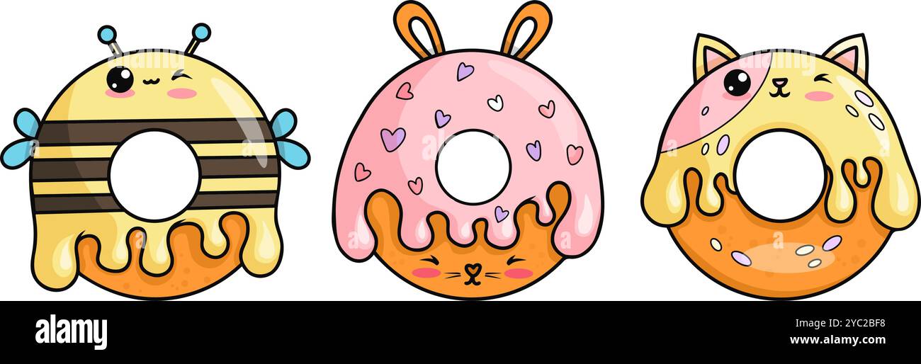 Kawaii donuts Cut Out Stock Images & Pictures - Alamy
