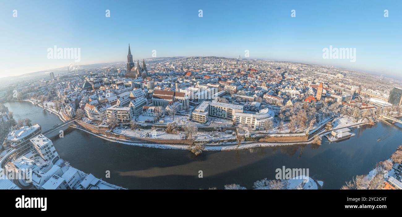 Advent and Christmas season in Ulm and Neu-Ulm with cloudless skies and ...