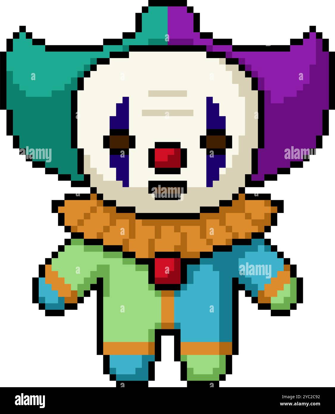 pixel art of creepy colorful clown isolated background Stock Vector ...