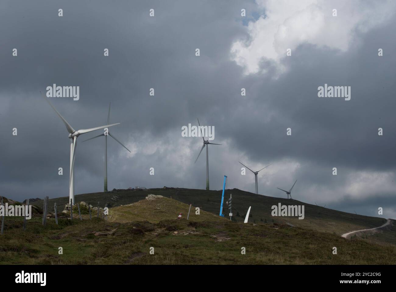 construction site of wind power plant in a wind farm construction site ...