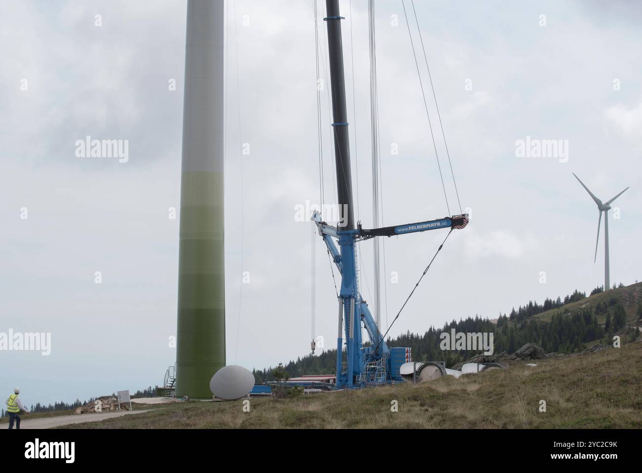 construction site of wind power plant in a wind farm construction site ...