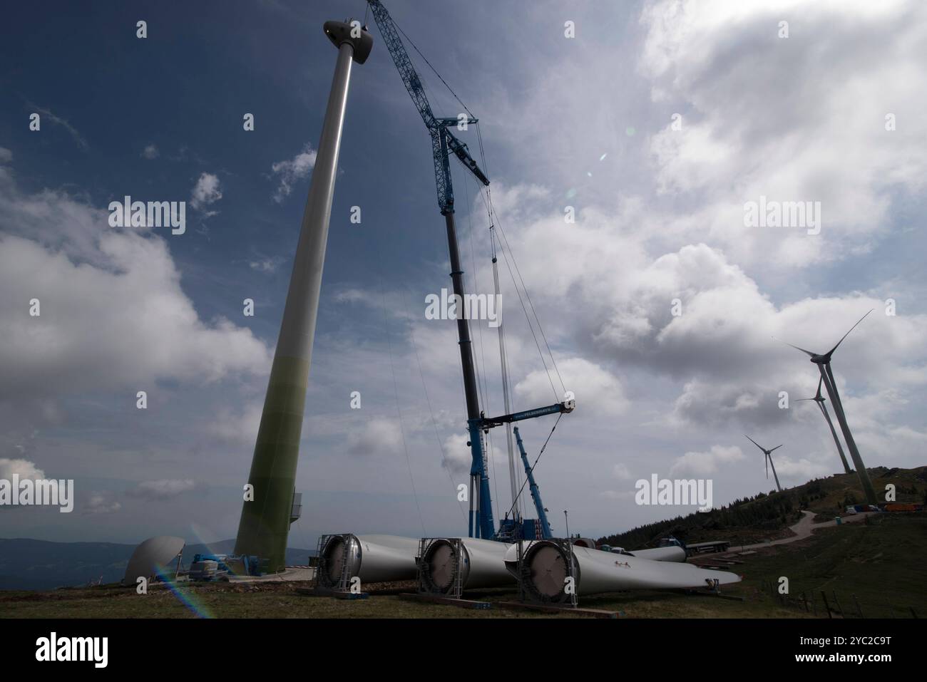 construction site of wind power plant in a wind farm construction site ...