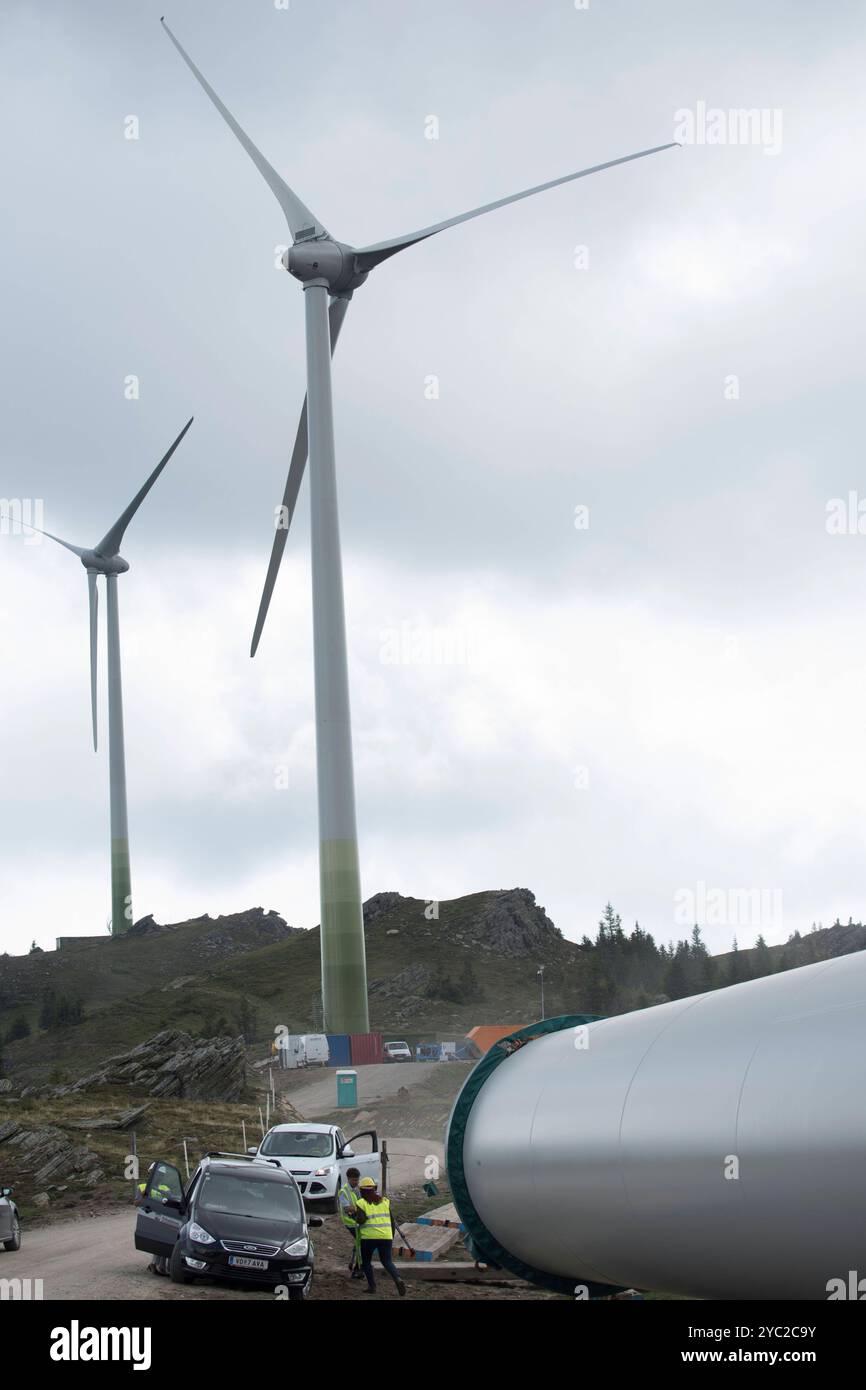construction site of wind power plant in a wind farm construction site ...