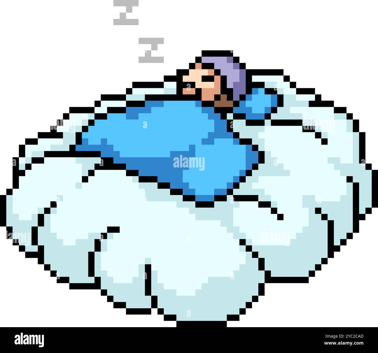 pixel art of boy sleep on cloud isolated background Stock Vector Image ...