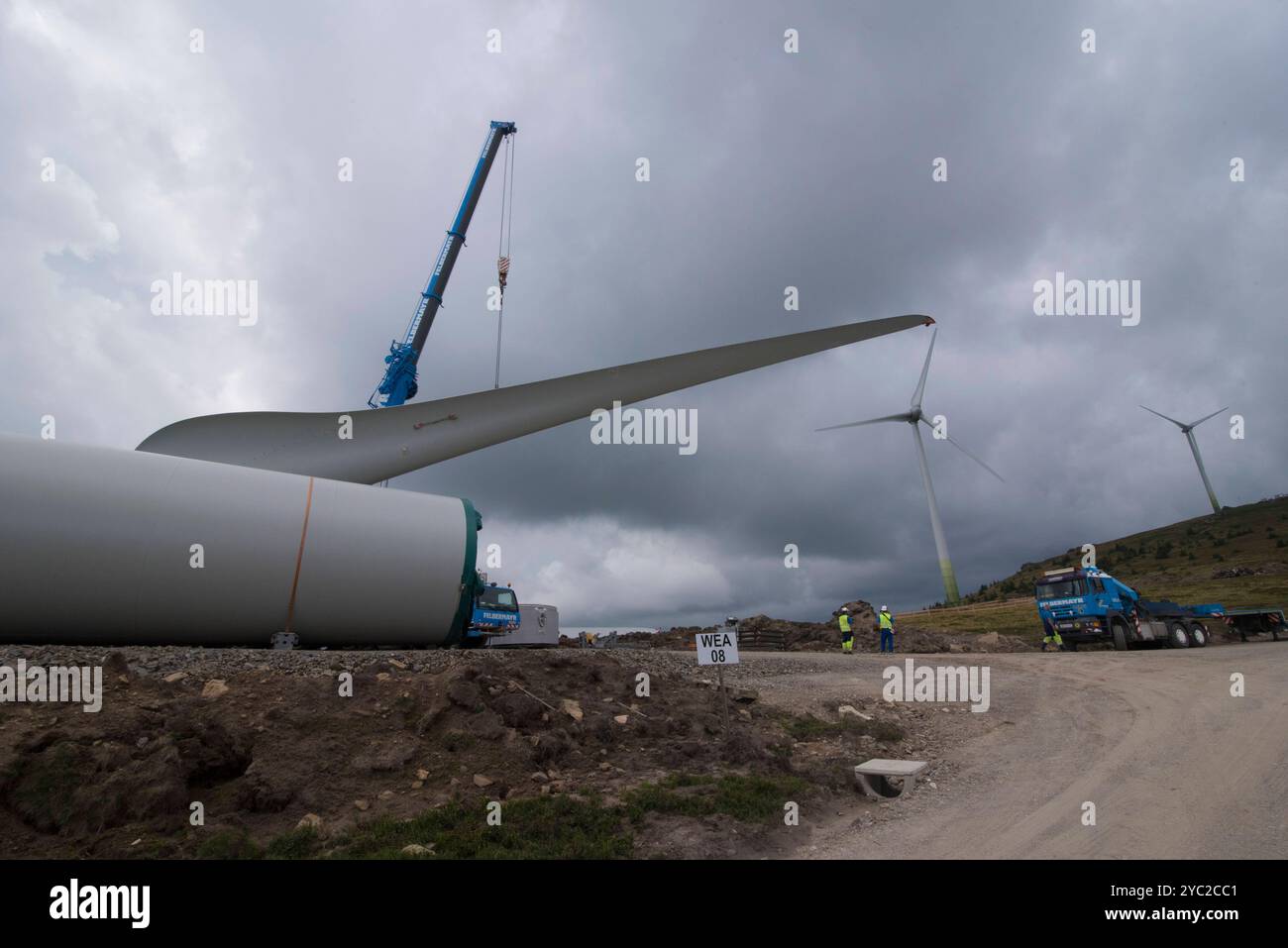 construction site of wind power plant in a wind farm construction site ...