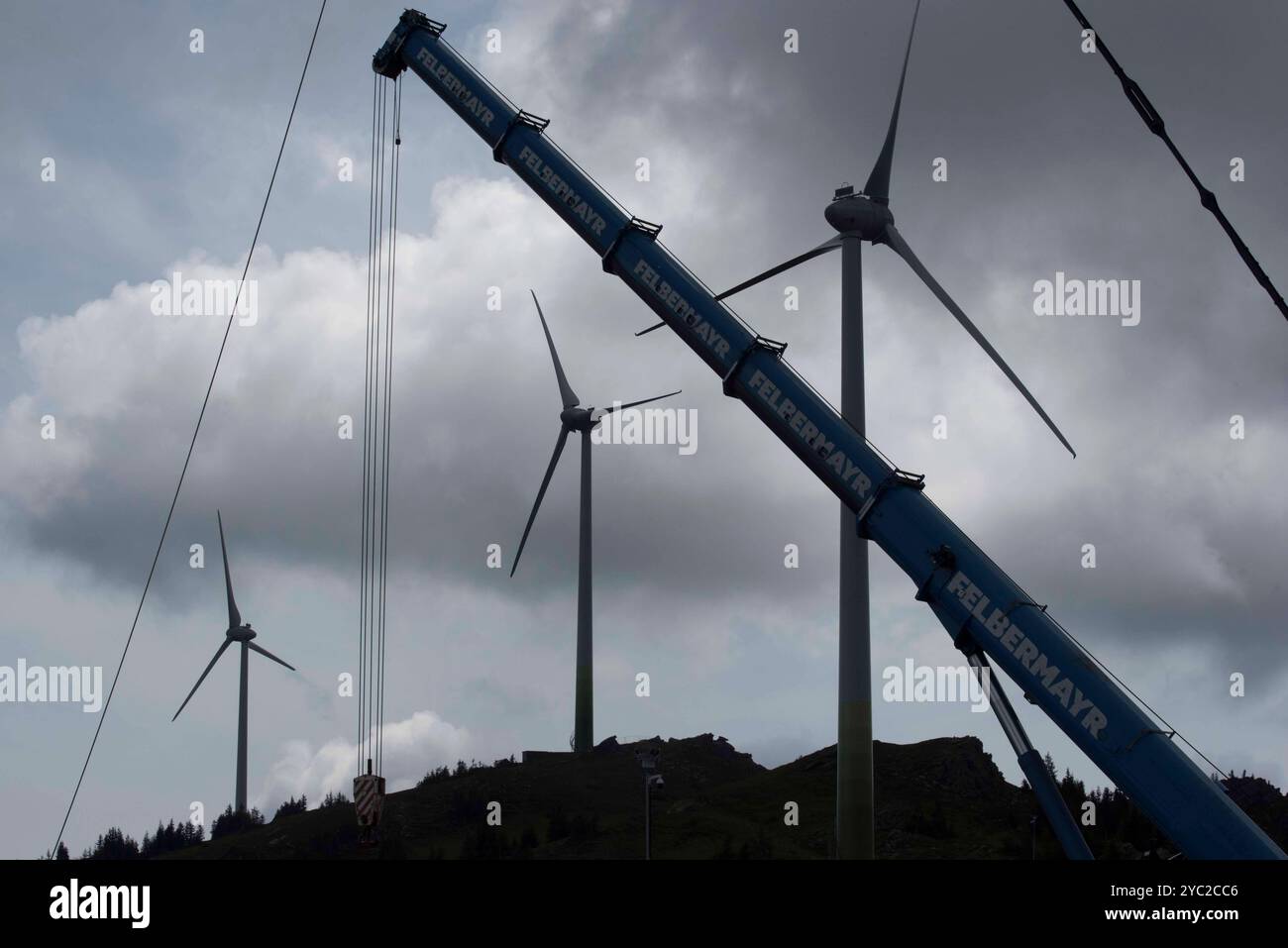construction site of wind power plant in a wind farm construction site ...