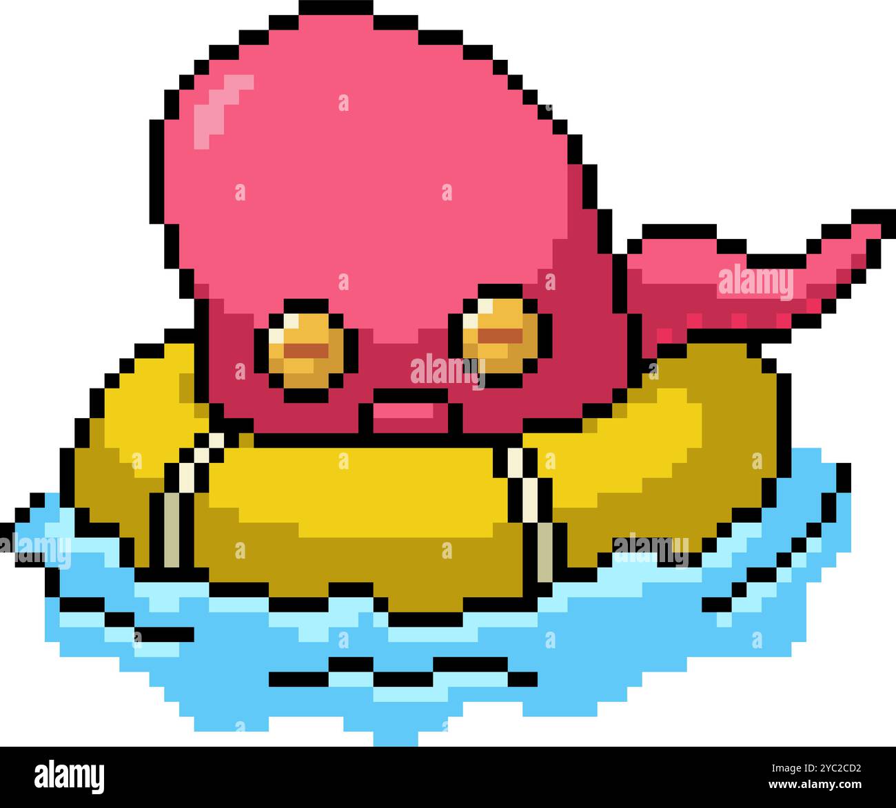 pixel art of octopus life buoy swim isolated background Stock Vector ...