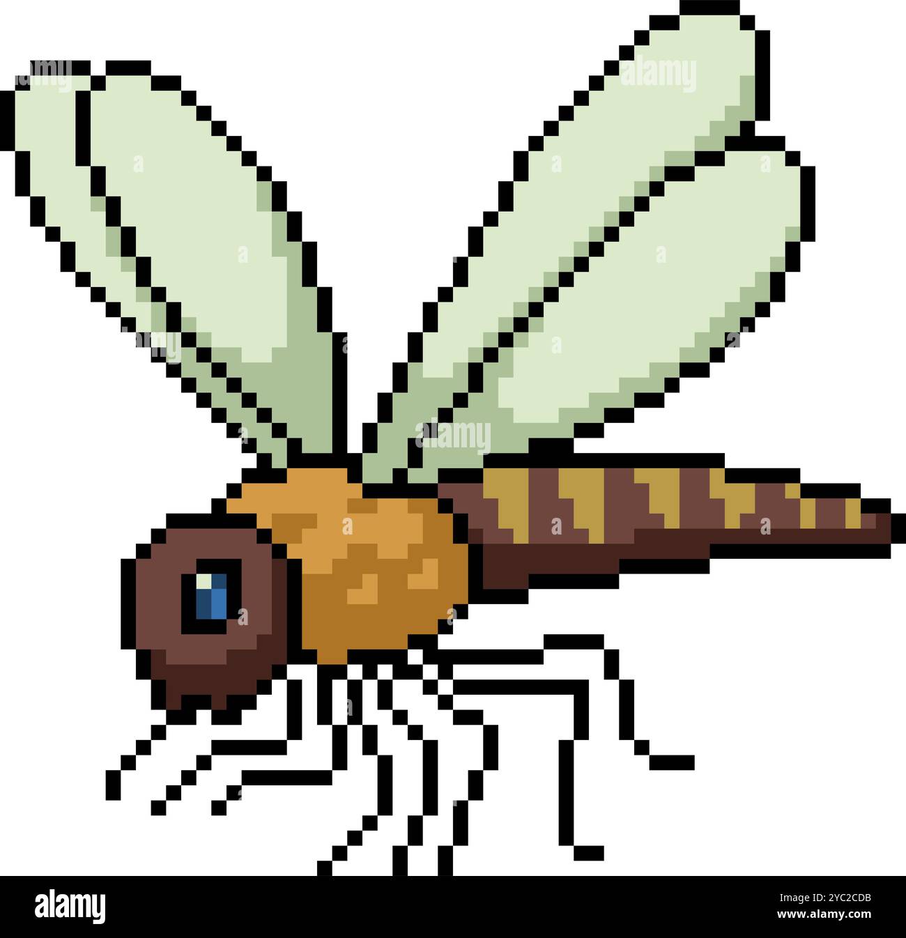 pixel art of yellow dragonfly wing isolated background Stock Vector ...