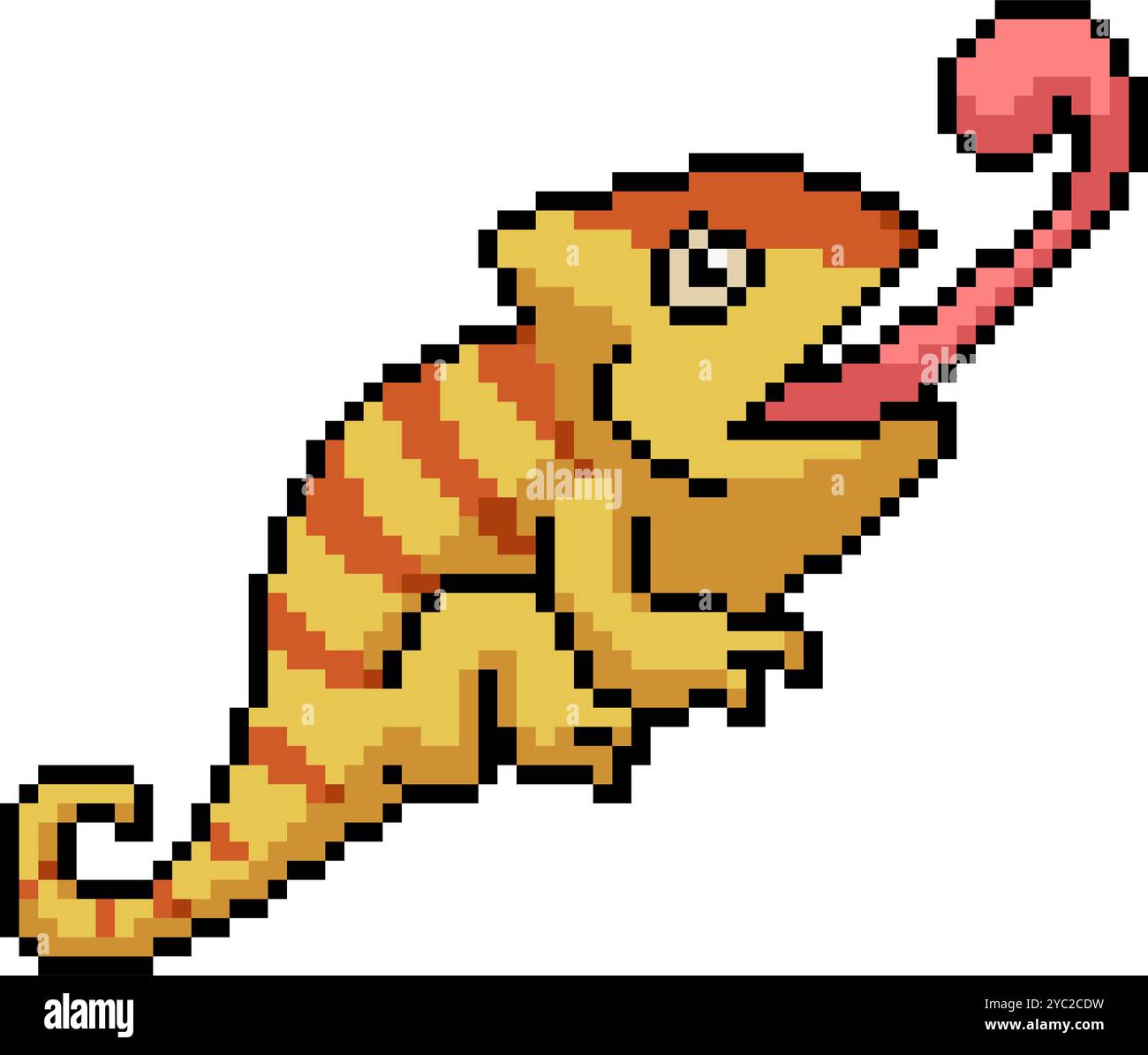 pixel art of yellow fat chameleon isolated background Stock Vector ...