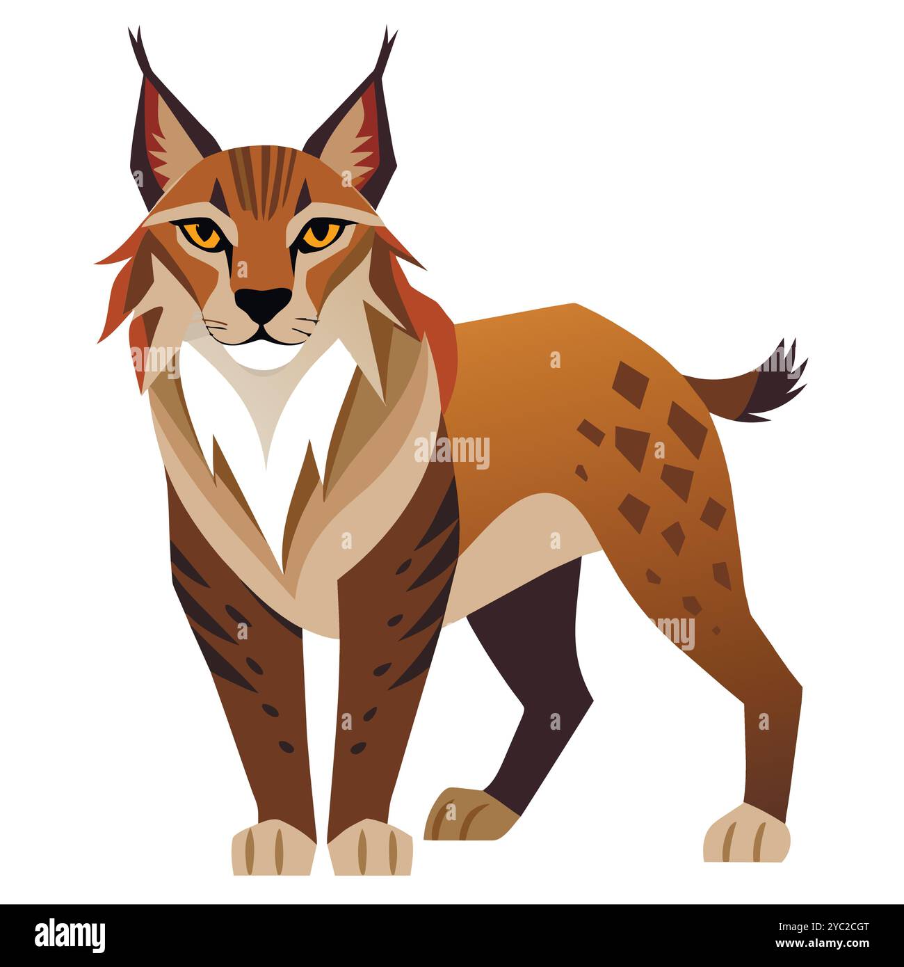 Full length spotted bobcat vector illustration isolated. Wildlife ...