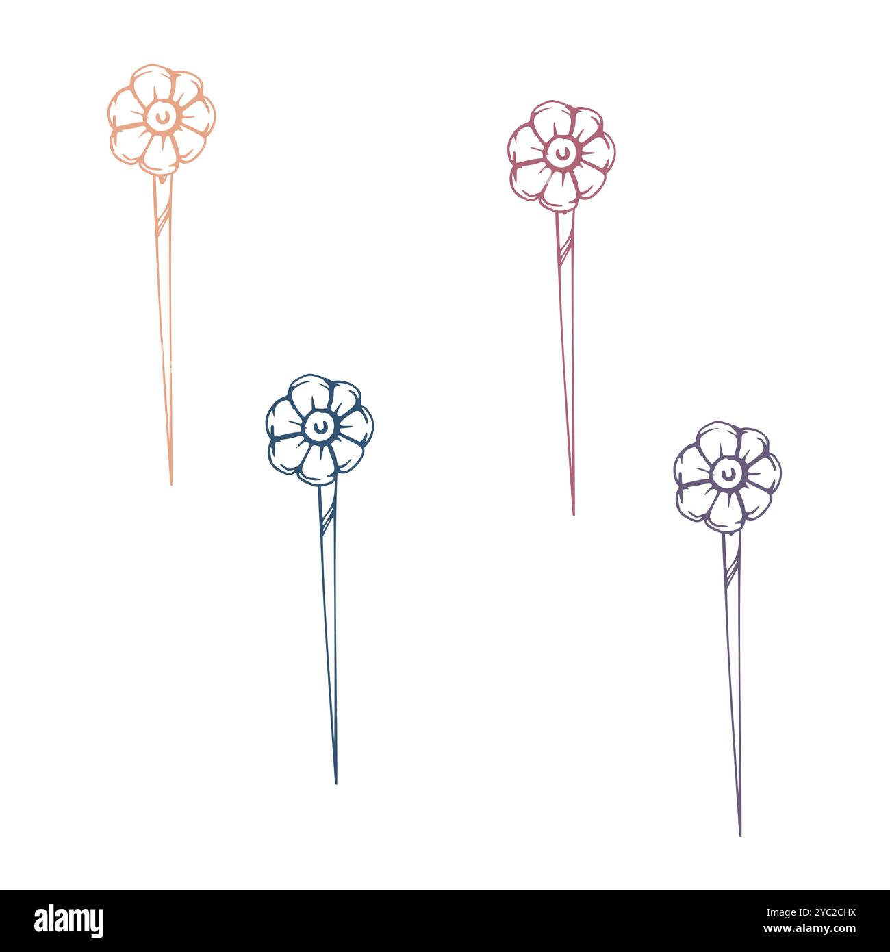 Safety flower pins, embroidery stitching needlecraft needles. Hand ...