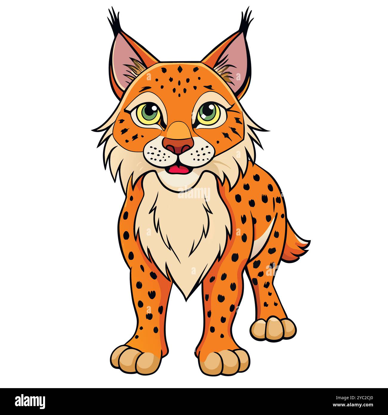 Full length spotted bobcat vector illustration isolated. Wildlife ...