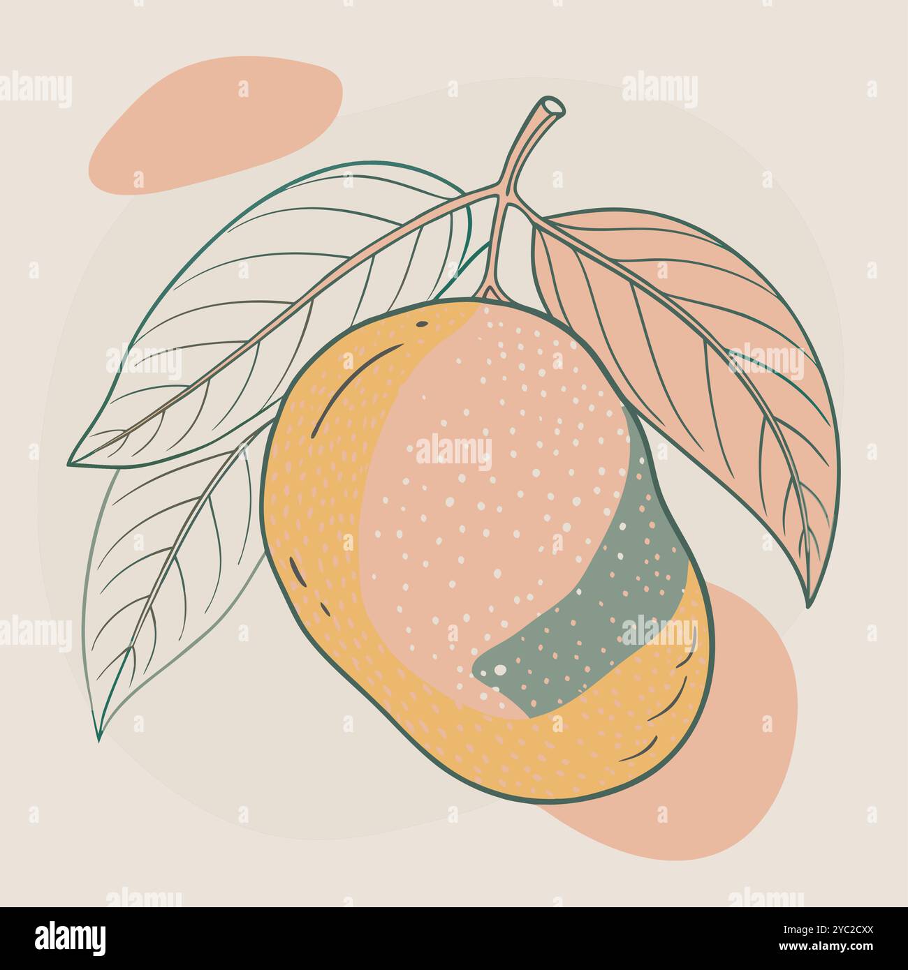 Mango Fruit Leaf Cartoon Style Icon Vector Illustration cartoon design ...