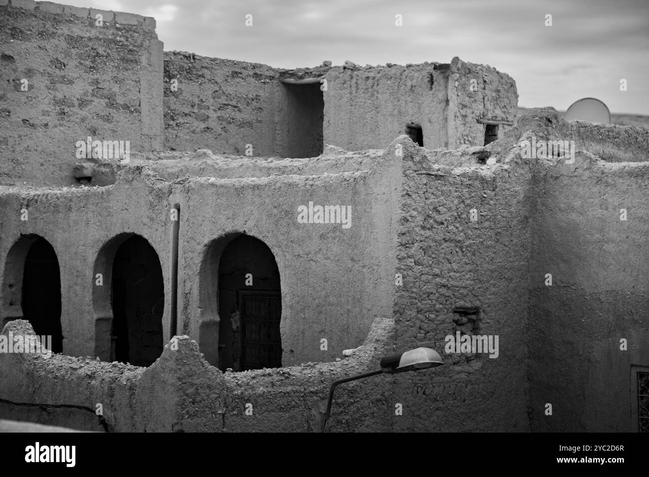Detail of a big adobe house in Tafilalet oasis in Morocco, North Africa ...