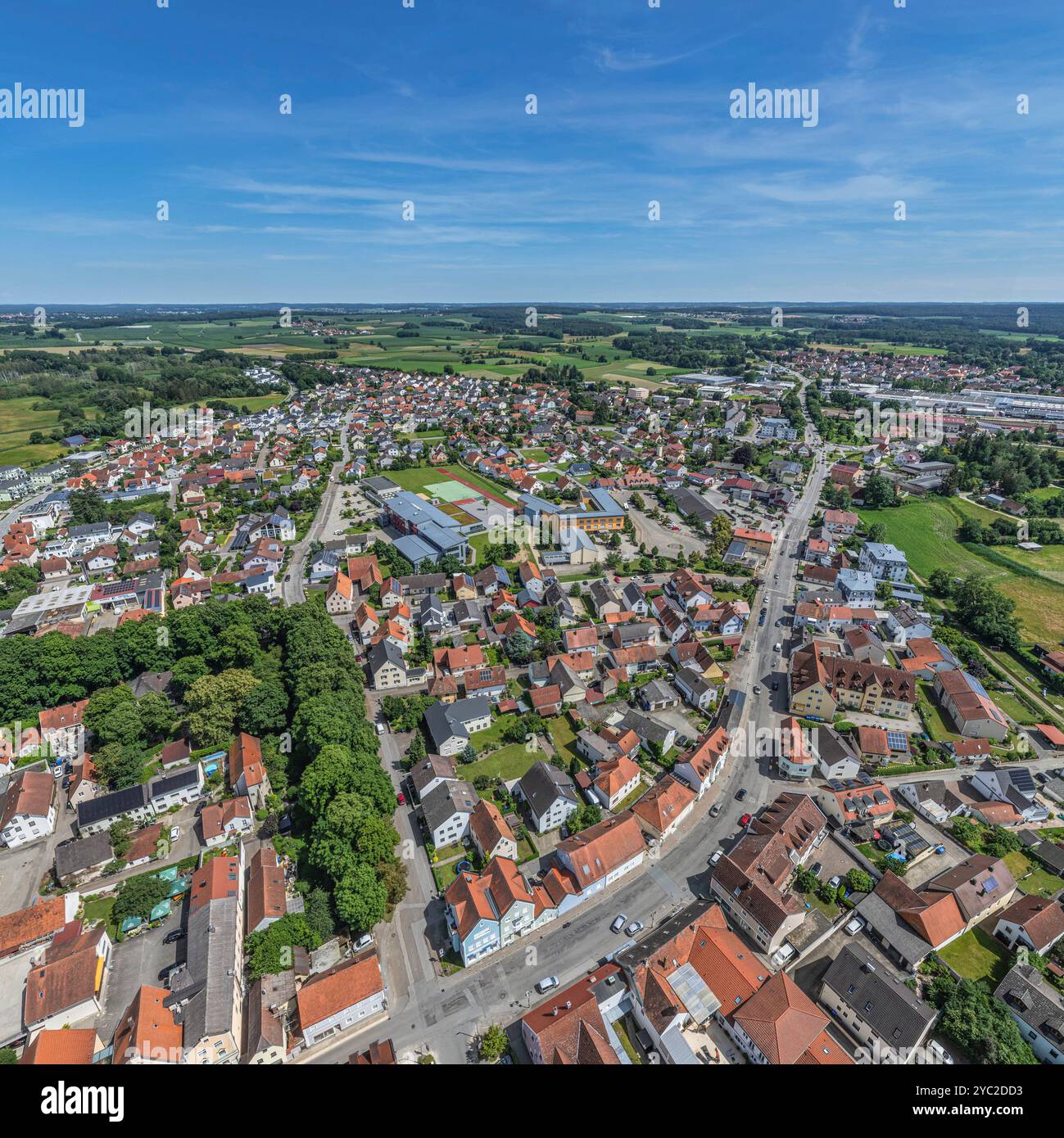 Aerial view of the town of Neustadt on Danube in the Lower Bavarian ...