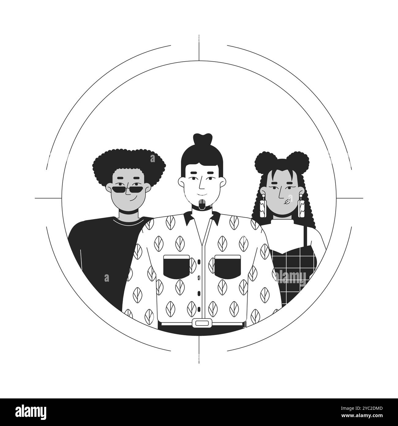 Target audience black and white 2D illustration concept Stock Vector ...
