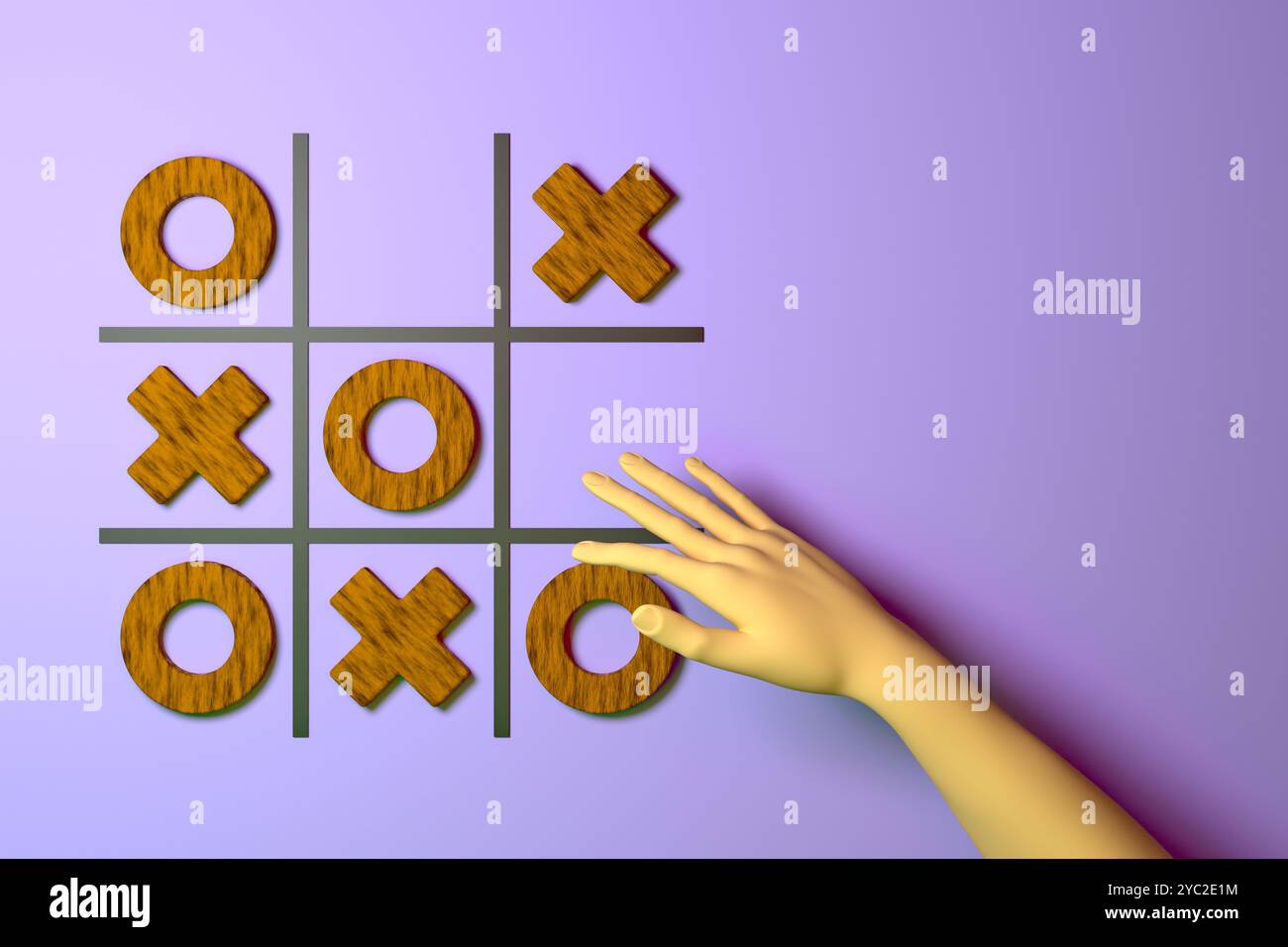 Tic Tac Toe Game 3D render still image including hand Stock Photo - Alamy