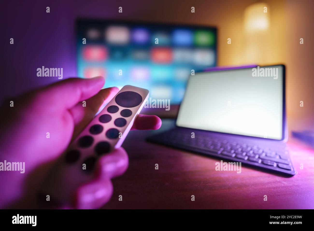 home entertainment remote control tv laptop screen multimedia setup ...