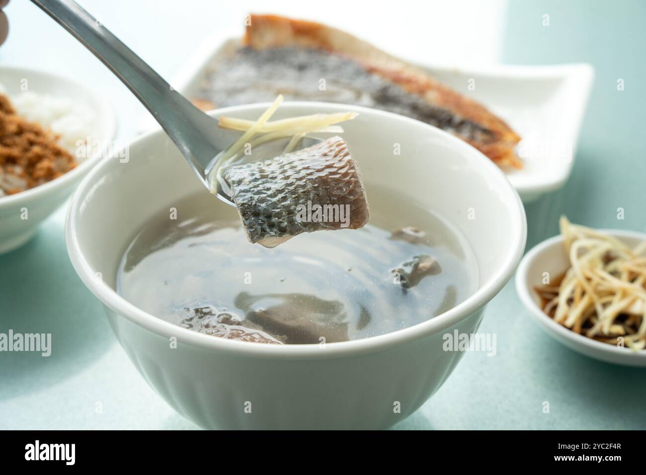 Milkfish skin soup, distinctive and famous seafood cuisine of Taiwanese ...