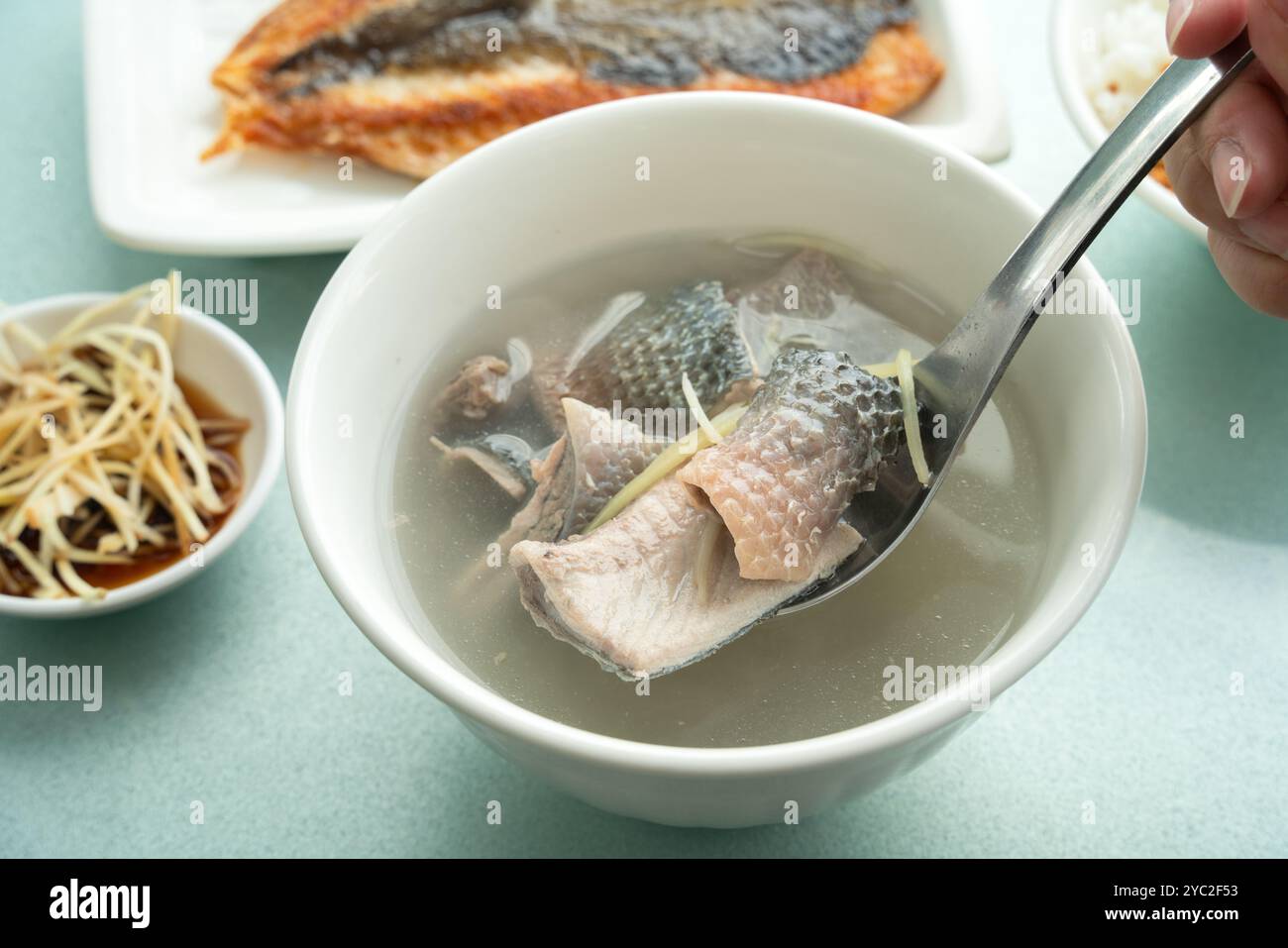 Milkfish skin soup, distinctive and famous seafood cuisine of Taiwanese ...