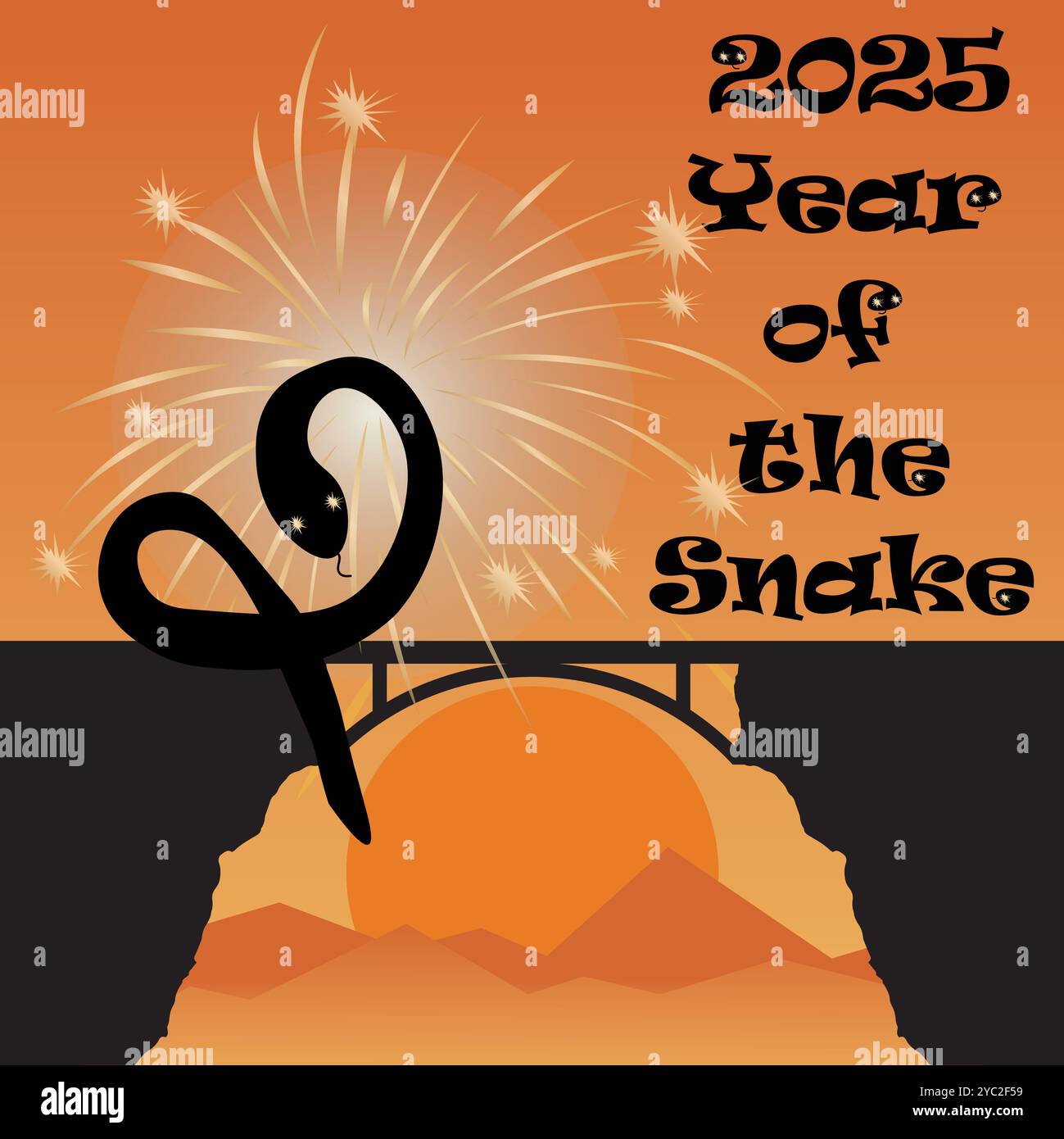 2025 Year of the Snake conceptual vector for Lunar Year, Chinese New ...