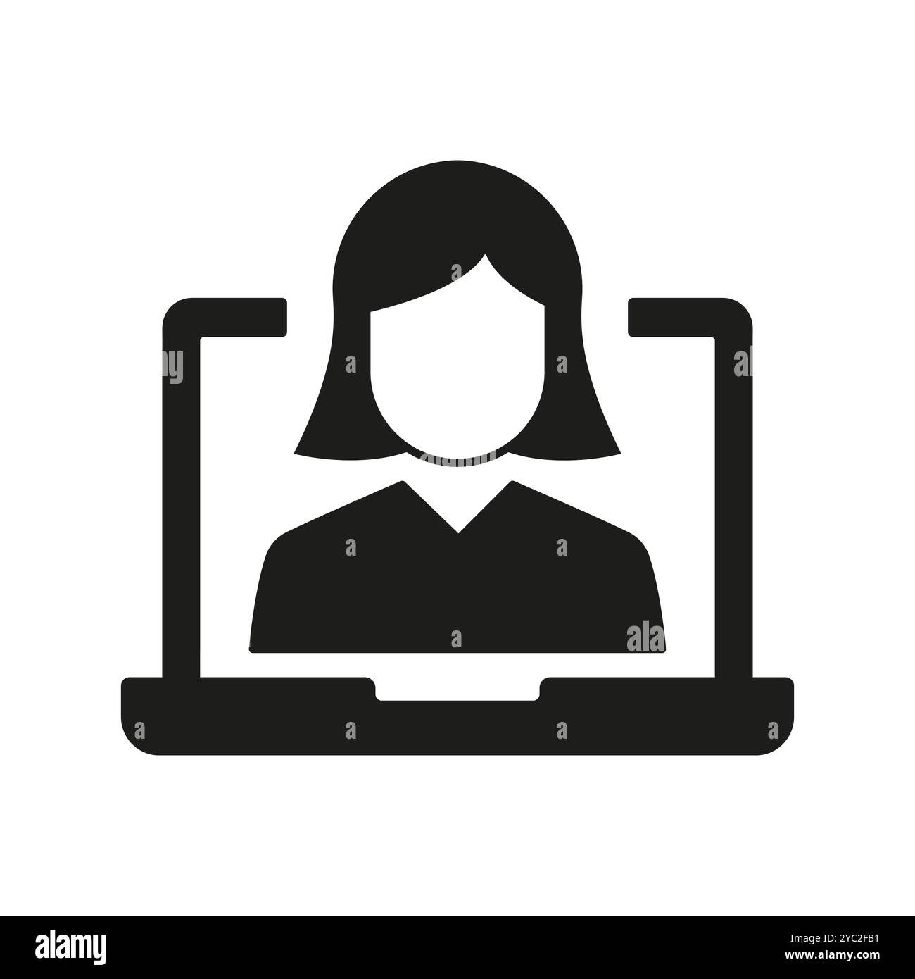 Online Communication or Virtual Meeting Glyph Icon. Female Avatar ...