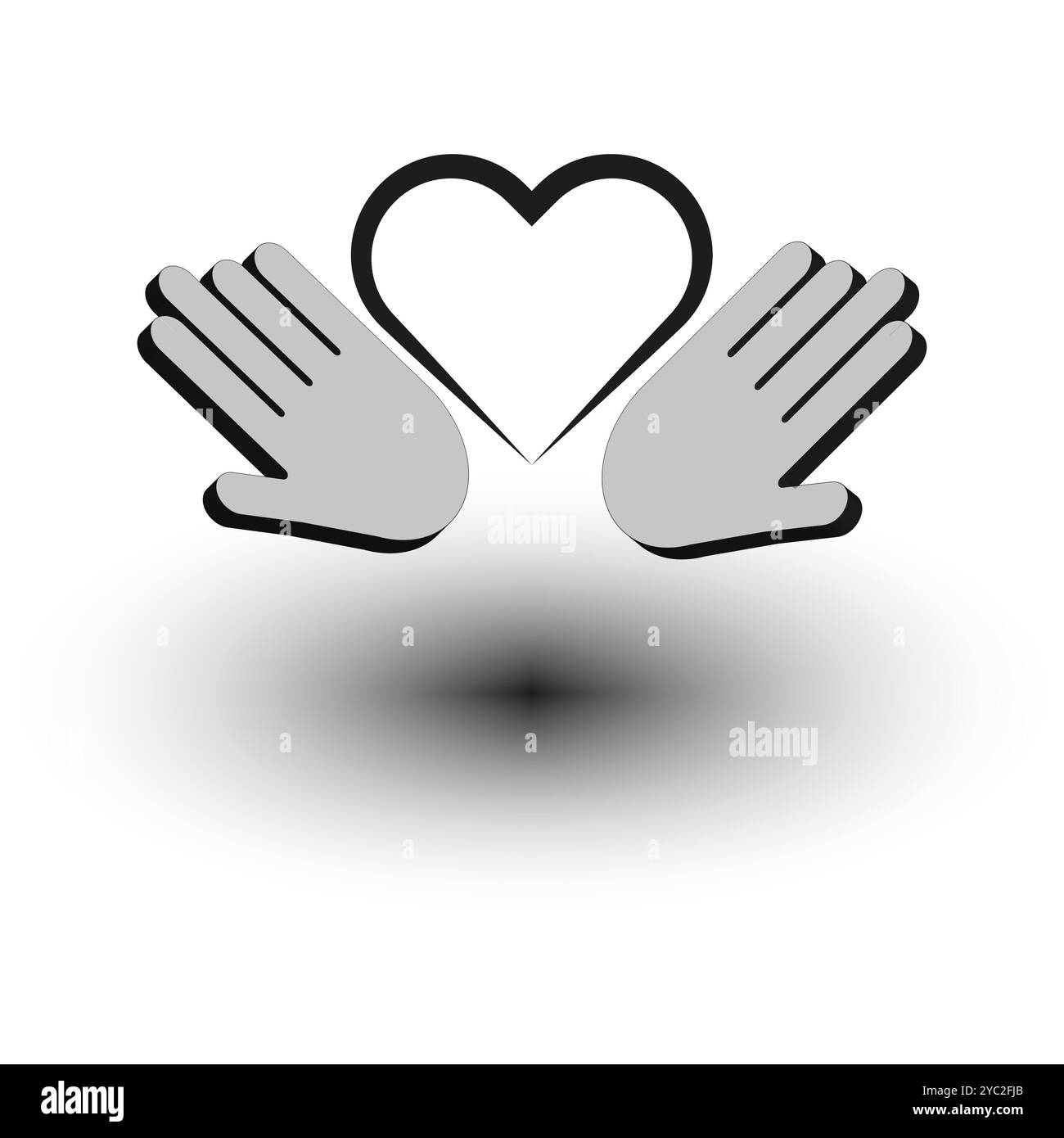 Hand heart icon. Love and care symbol. Two hands gesture. Vector ...