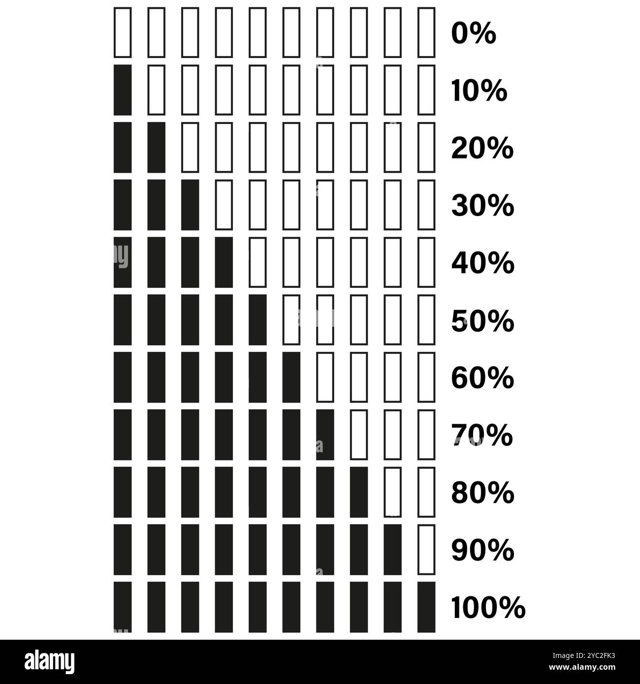 Progress bar icon. Percent chart vector. Black percentage indicator ...