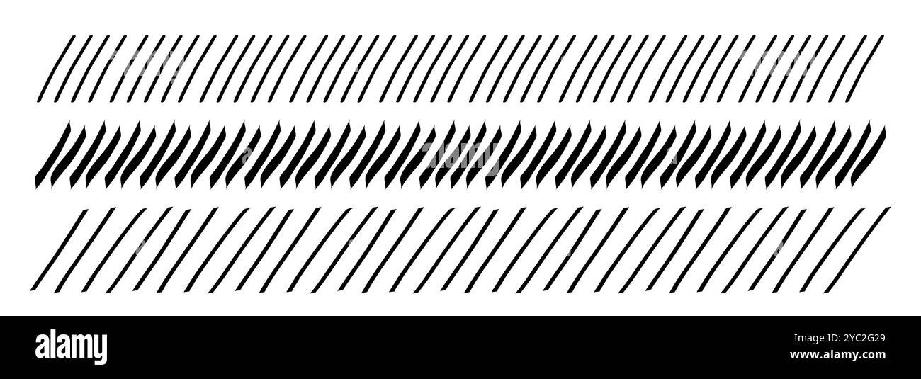 Slash line doodle border, diagonal lines. Divider strip Tilt strip ...