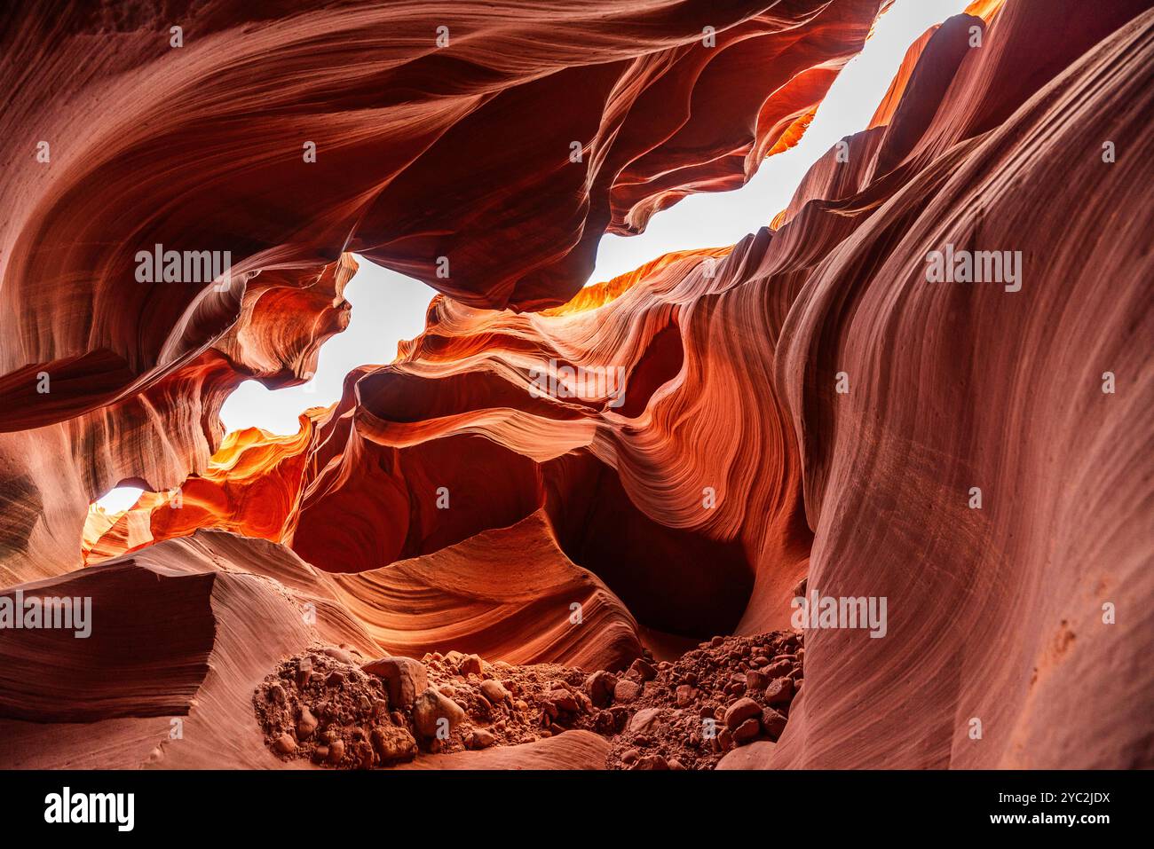 Stunning sandstone formations of Lower Antelope Canyon in Arizona Stock ...