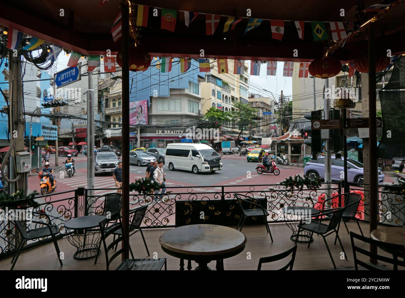 Street traffic in the Eachit area of Bangkok, Thailand, Asia. Cars and ...
