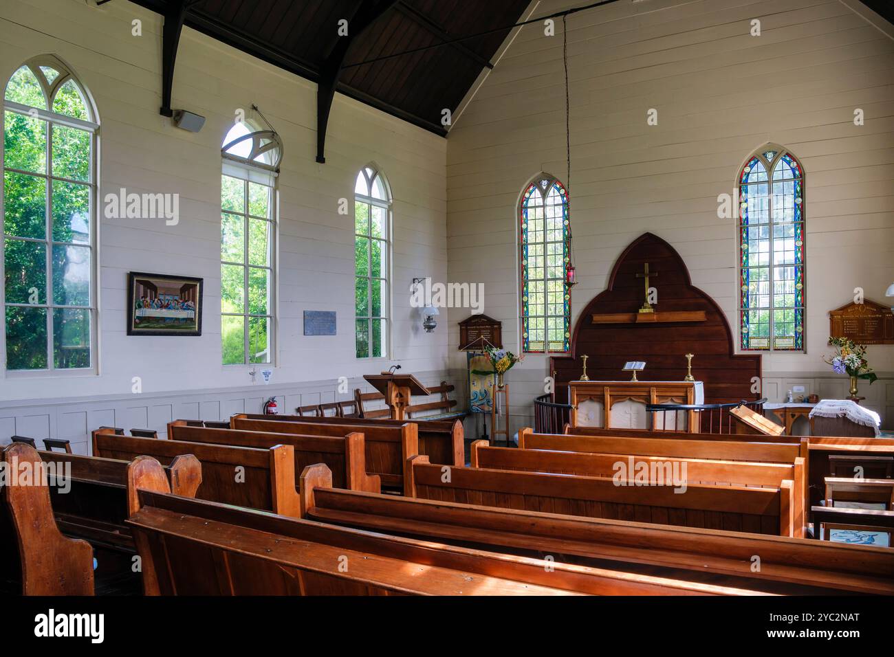 Interior of Christ Church in Russell (the oldest church in New Zealand ...