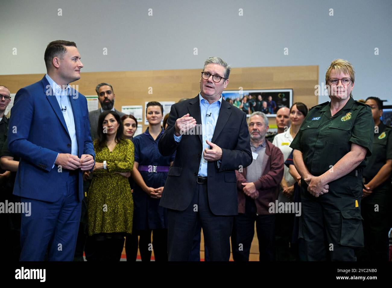 Prime Minister Sir Keir Starmer (centre) and Health Secretary Wes ...