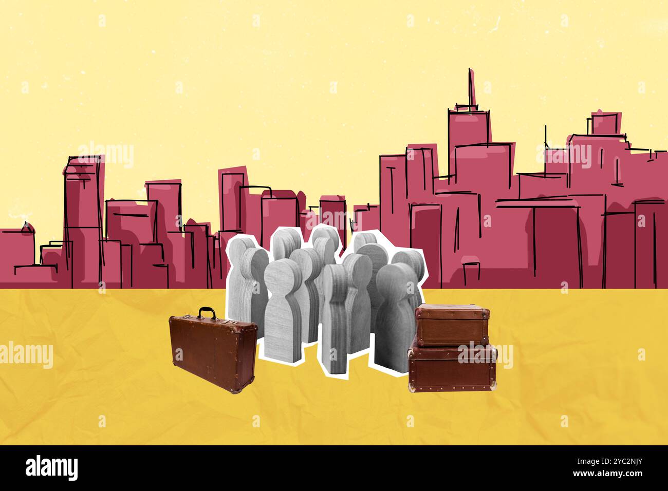 Composite trend artwork 3D sketch image photo collage of travel moving ...