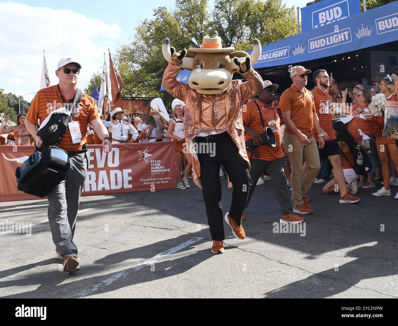 AUSTIN, TX - OCTOBER 19: Texas Longhorns mascot Hook 'Em performs prior ...