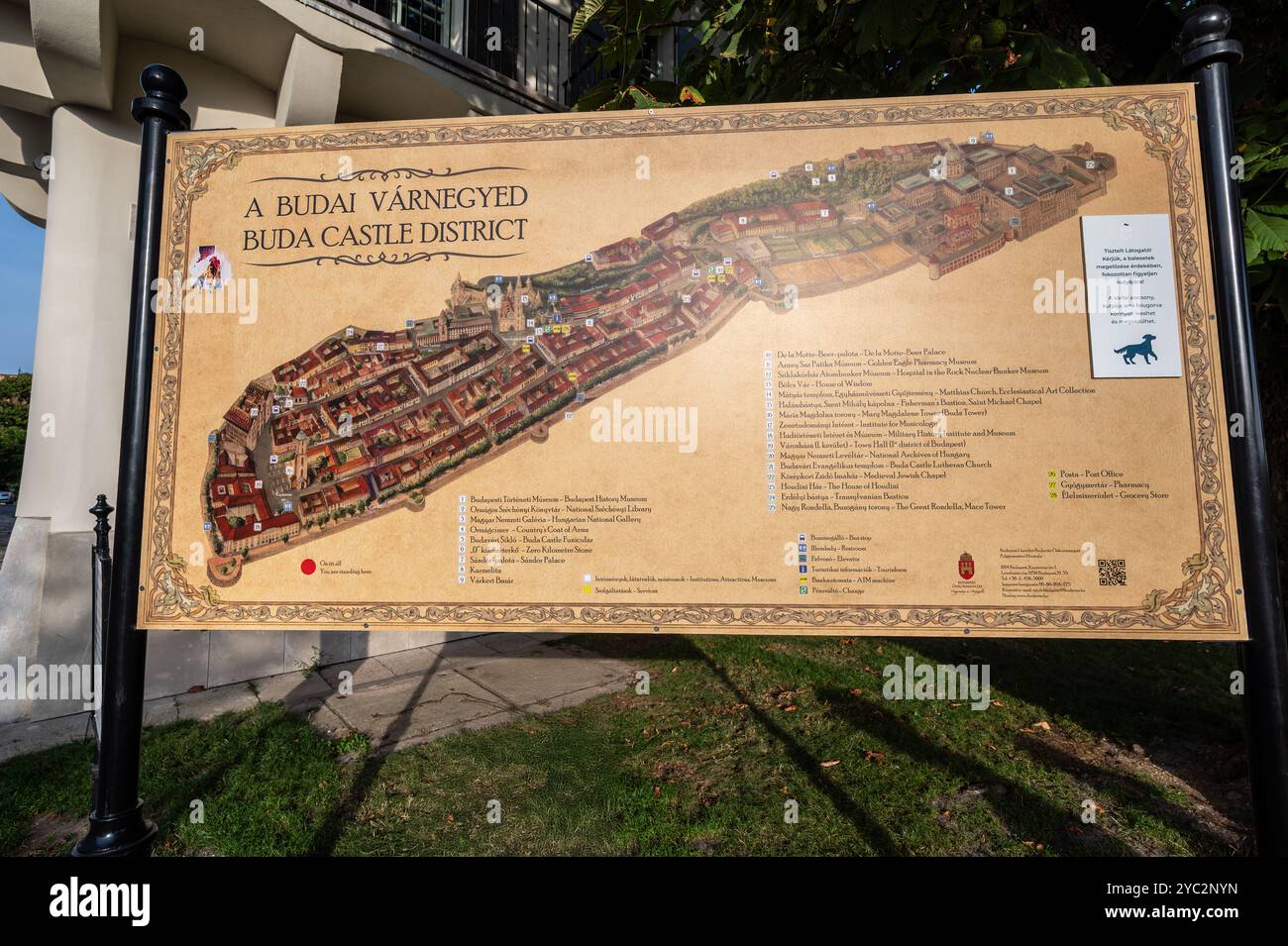 Budapest, Hungary. August 26, 2022. Tourist information board with a ...