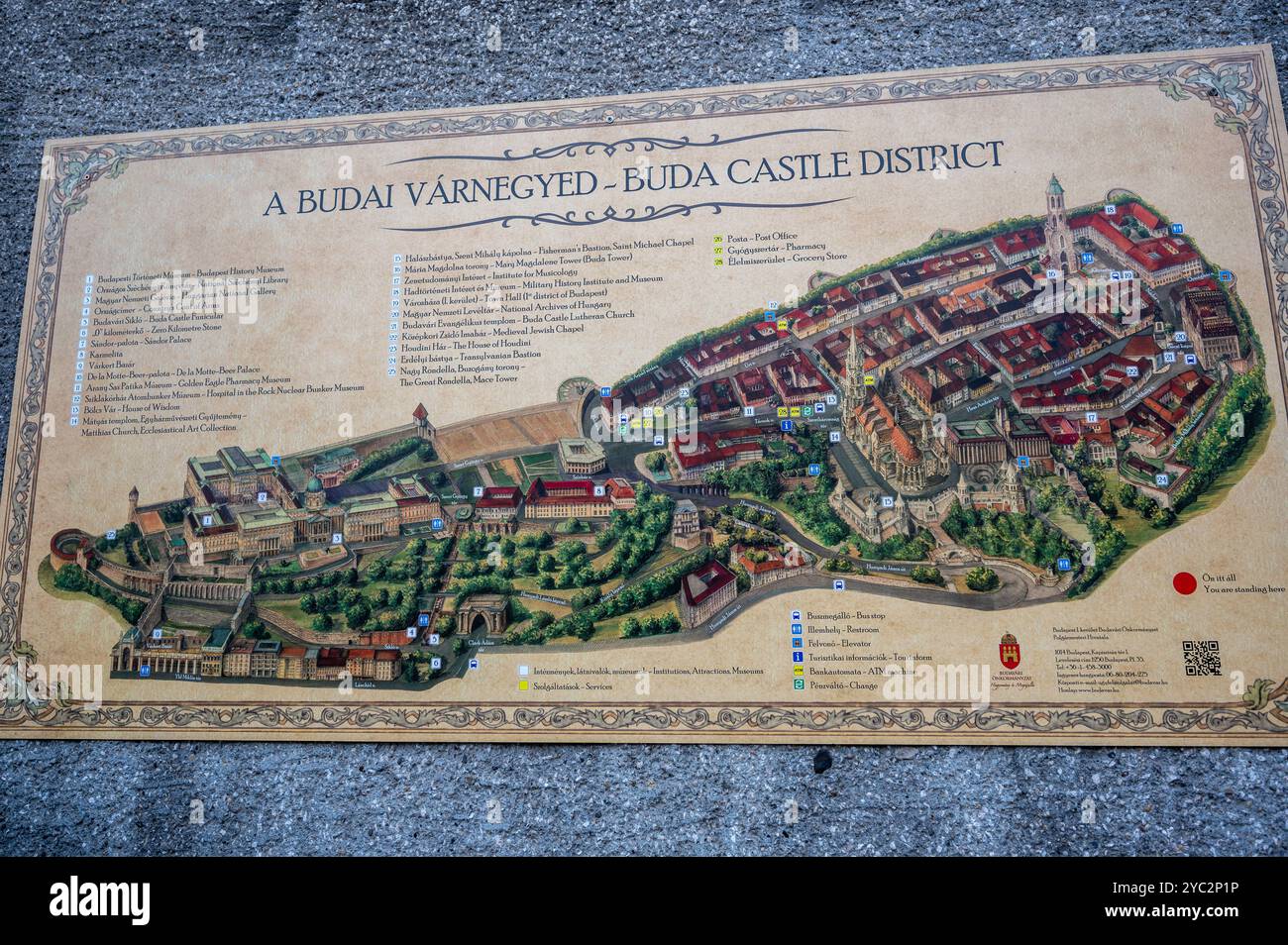 Budapest, Hungary. August 26, 2022. Tourist information board with a ...