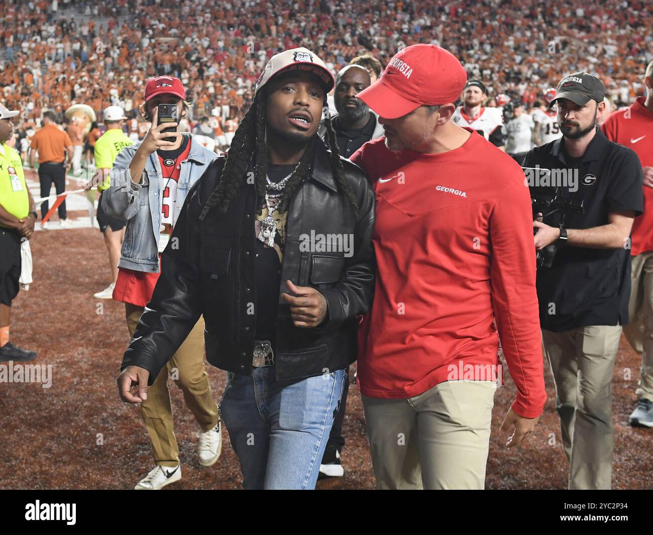 AUSTIN, TX - OCTOBER 19: Hip Hop star Quavo walks off the field after ...