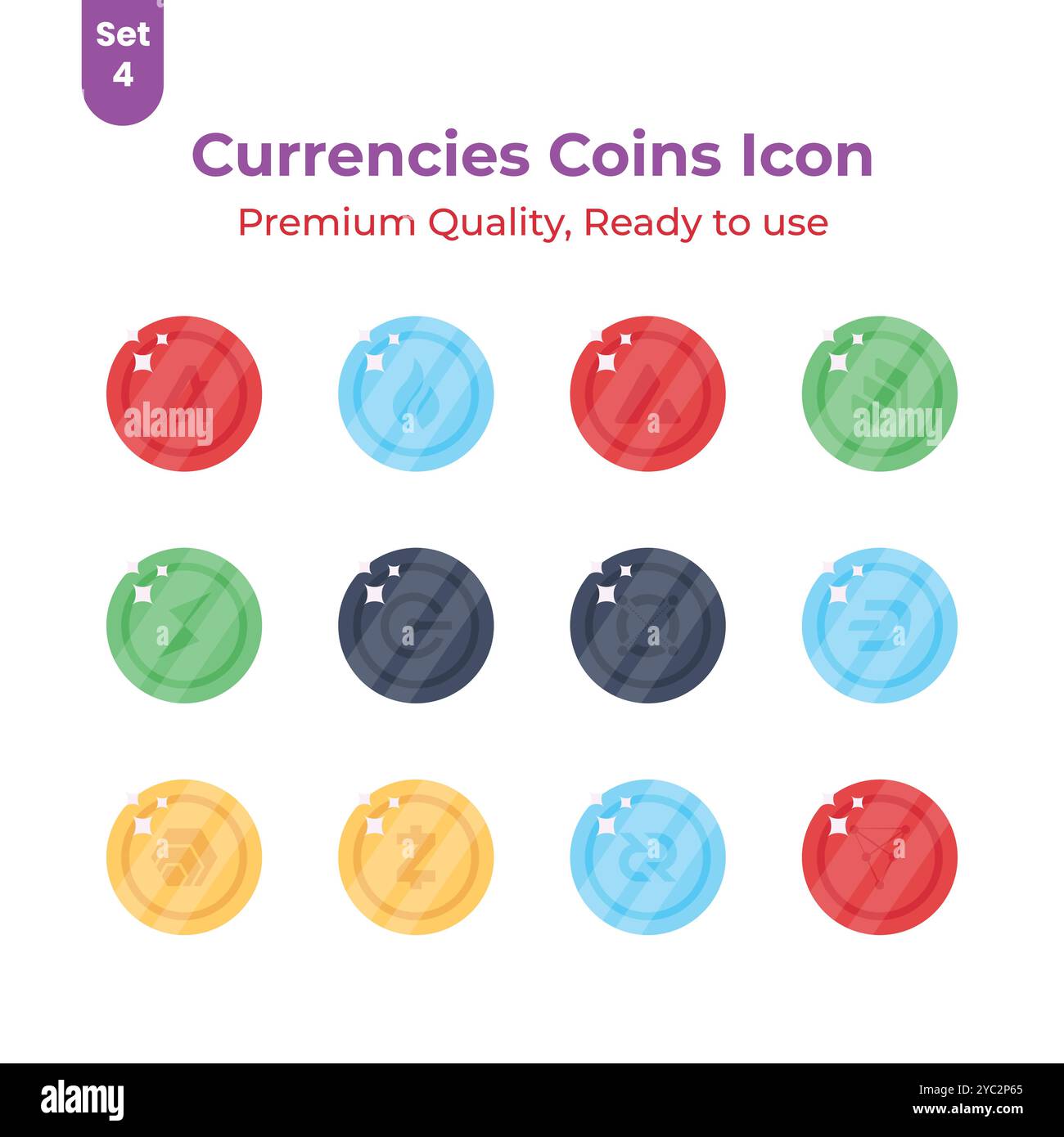 Get your hold on this premium cryptocurrency coins icons set, Digital ...